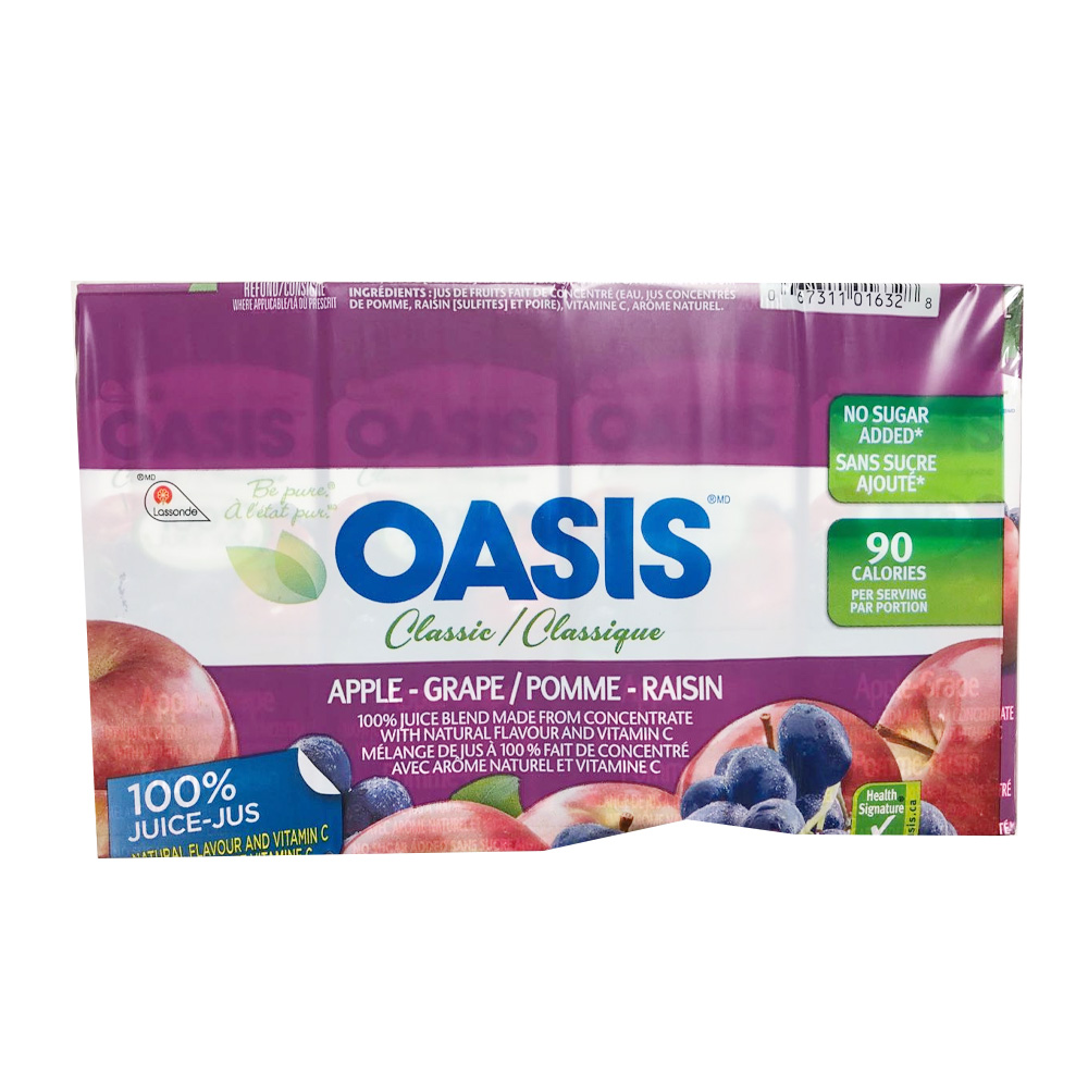 Oasis 100% Apple-Grace Juice / Oasis 100% 苹果葡萄汁饮料 - 8*200 mL